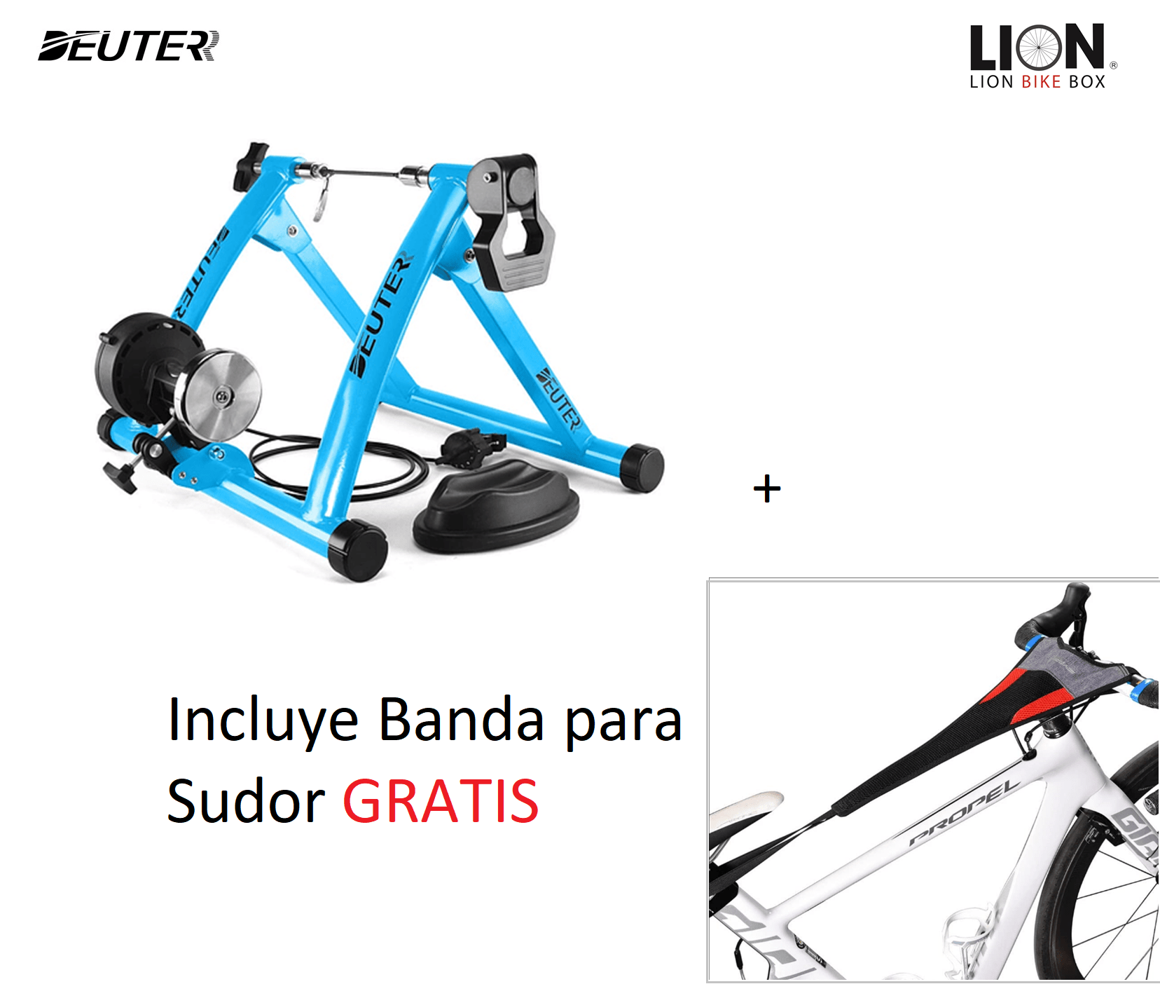 Deuter Bike Trainer: Rodillo Resistencia Magnética MT-04 AZUL + Banda Sudor. - Todotriatlon